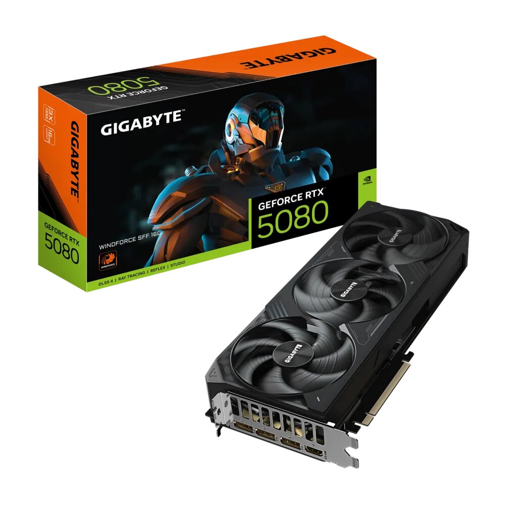 Видеокарта GIGABYTE GeForce RTX 5080 Windforce OC SFF 16G (GV-N5080WF3OC-16GD)