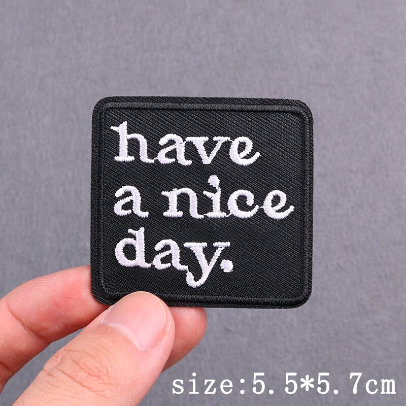 Нашивка "Have a nice day" черная, 5.5*5.7 см