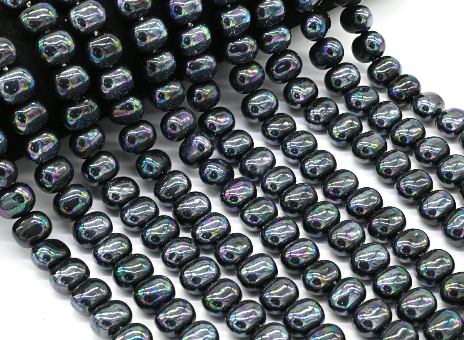 Бусины из майорки овал 13*11мм цв. черный, 40см, 37 бусин .