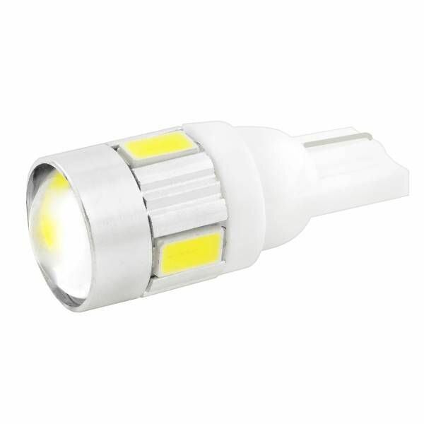 Лампа автомобильная диод T10(W5W) 12V 6SMD диодов 1-контактная с линзой Белая SKYWAY Габариты, номер