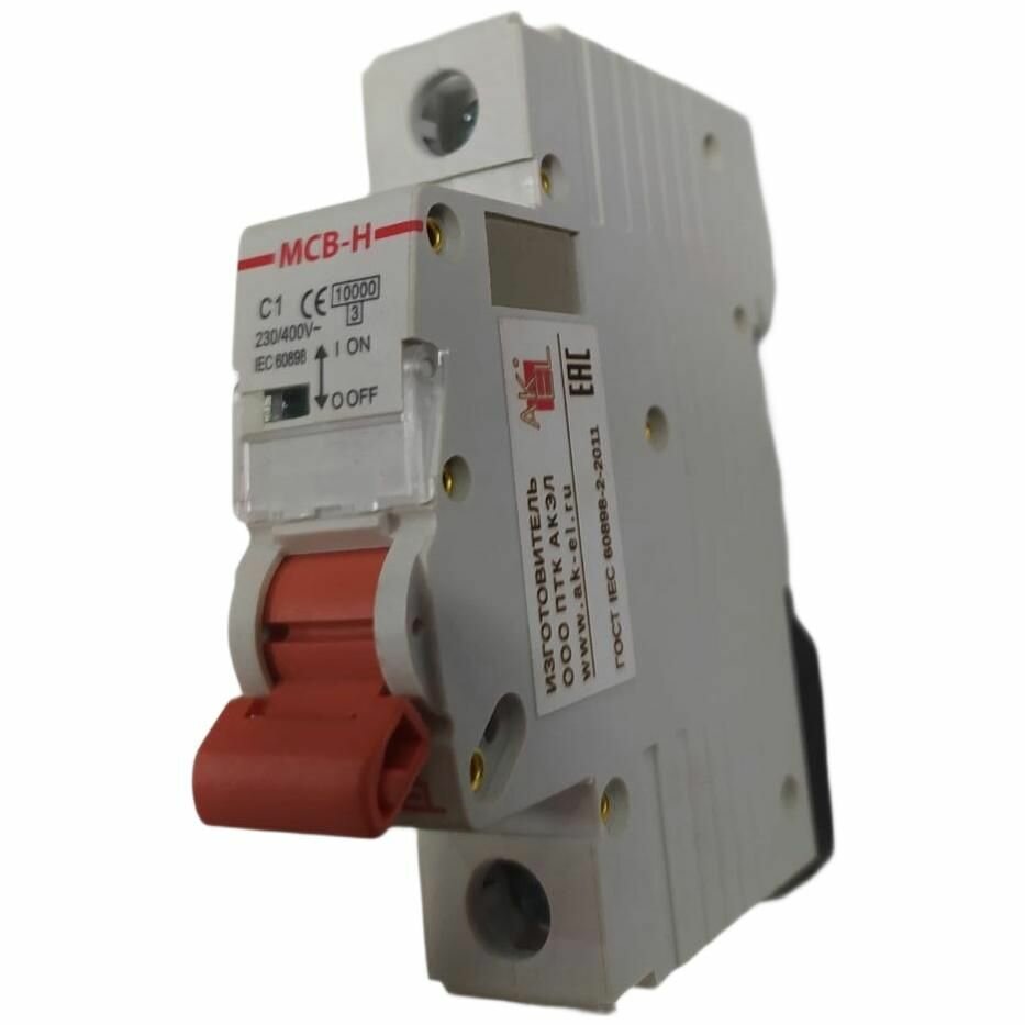 AKEL Выключатель автоматический для переменного тока, 1П, 1А, С ВА47-MCB-H-1P-C1-AC (арт. 400313)