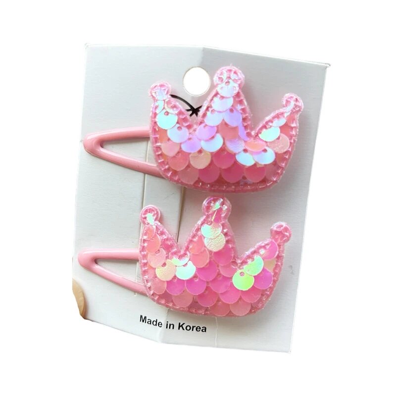 Детские заколки для волос с короной, розовые, 2 шт. FSN328-Pink