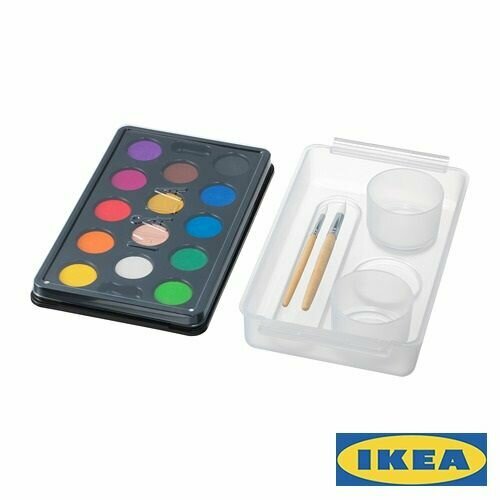 Акварельные краски мола икеа (MALA IKEA), 14 цветов, набор для рисования, краски с кистью, разноцветный