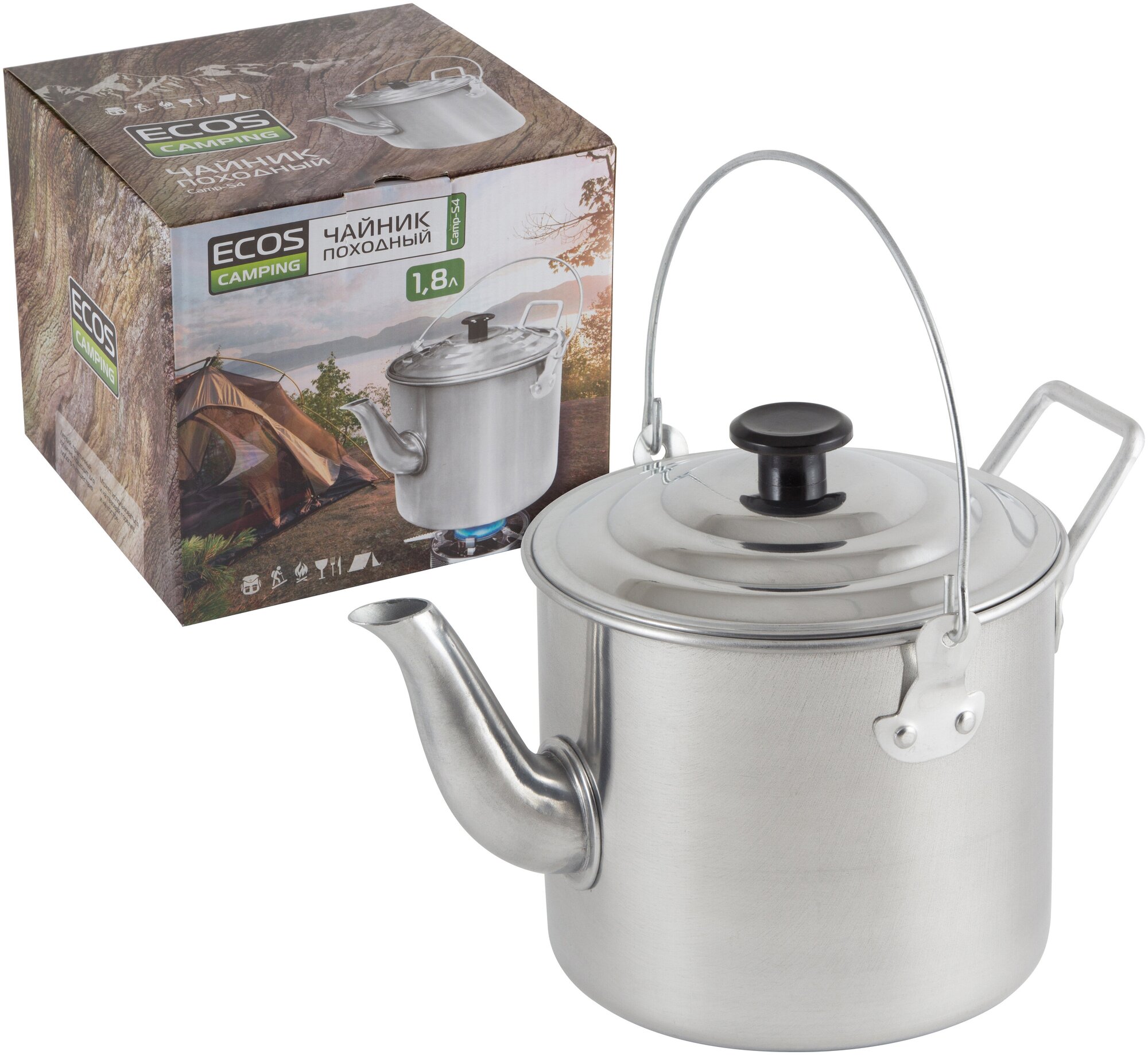 Чайник походный ECOS CAMPING 1.8 литра, Camp-S4. (арт. 991010)