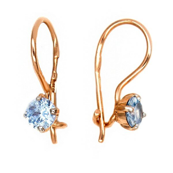Серьги, красное золото, 585 проба, фианит