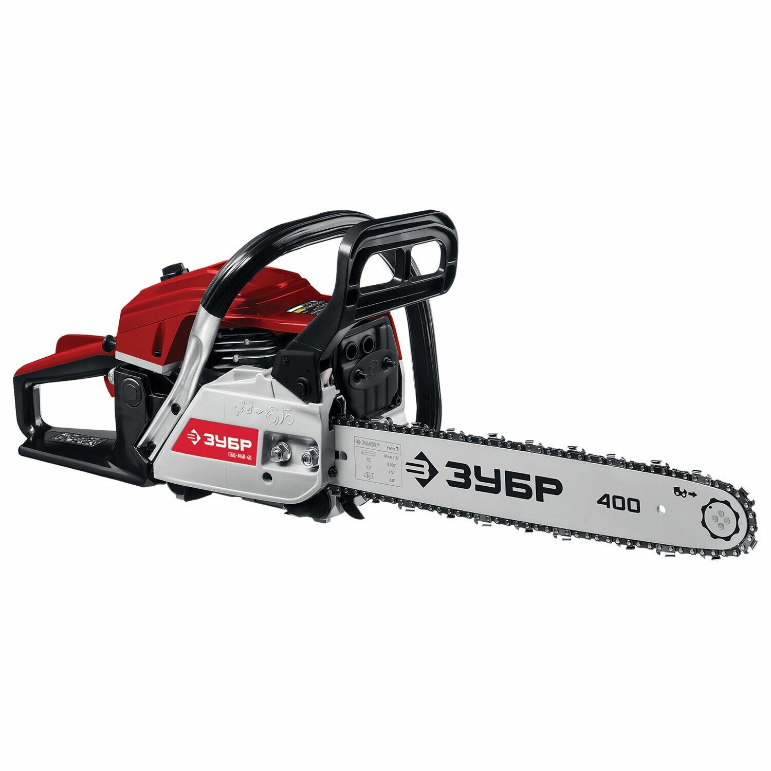 Бензопила ЗУБР ПБЦ-М40-40, 1500 Вт, 11000 оборотов в минуту, объем двигателя 40 см3, 2 лошадиные силы