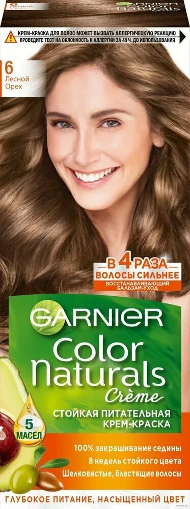 Крем-краска для волос Garnier Color Naturals, тон 6.0 Лесной орех, 110 мл