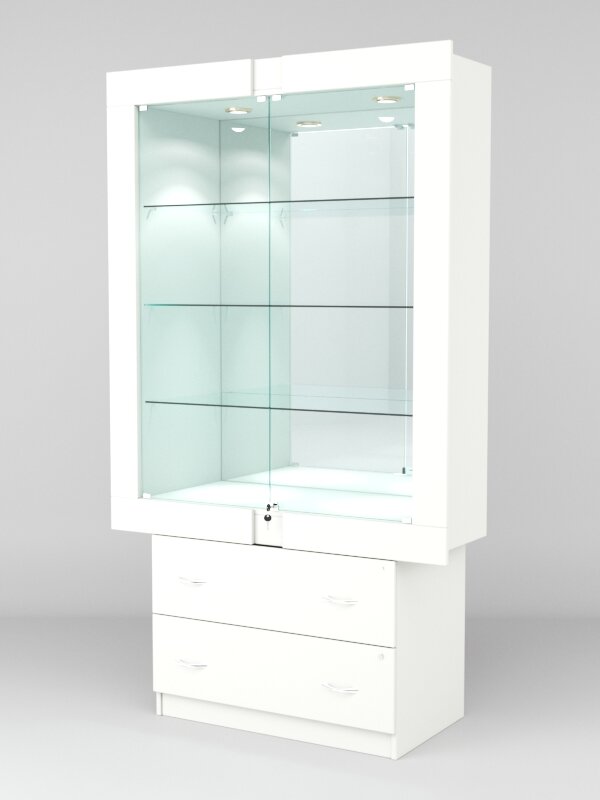 Витрина "электра" №6-2 (задняя стенка - зеркало), Белый. Производитель товара - компания Westcom.