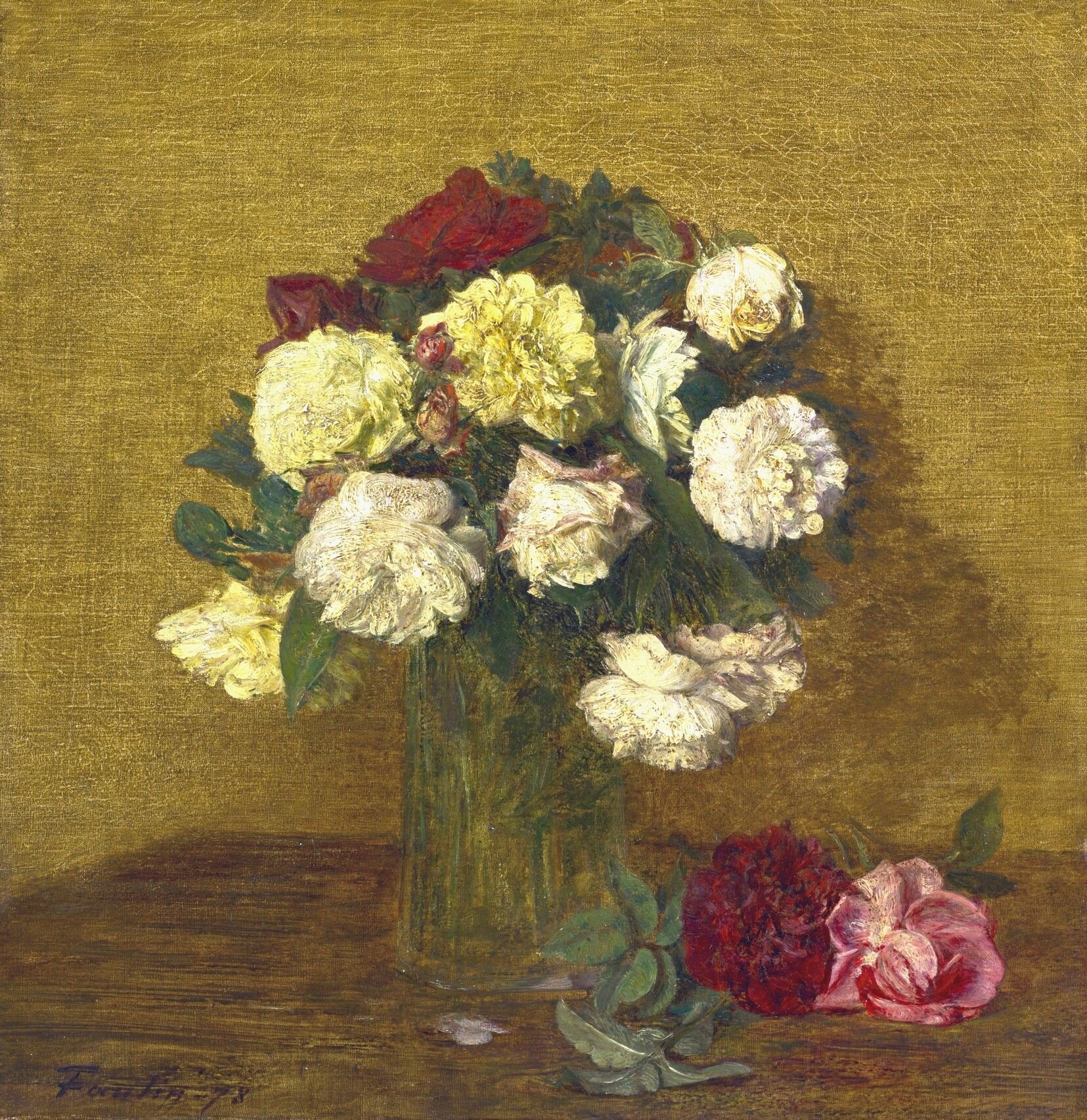 Картина Анри Фантен-Латура Розы в вазе 58х60 см