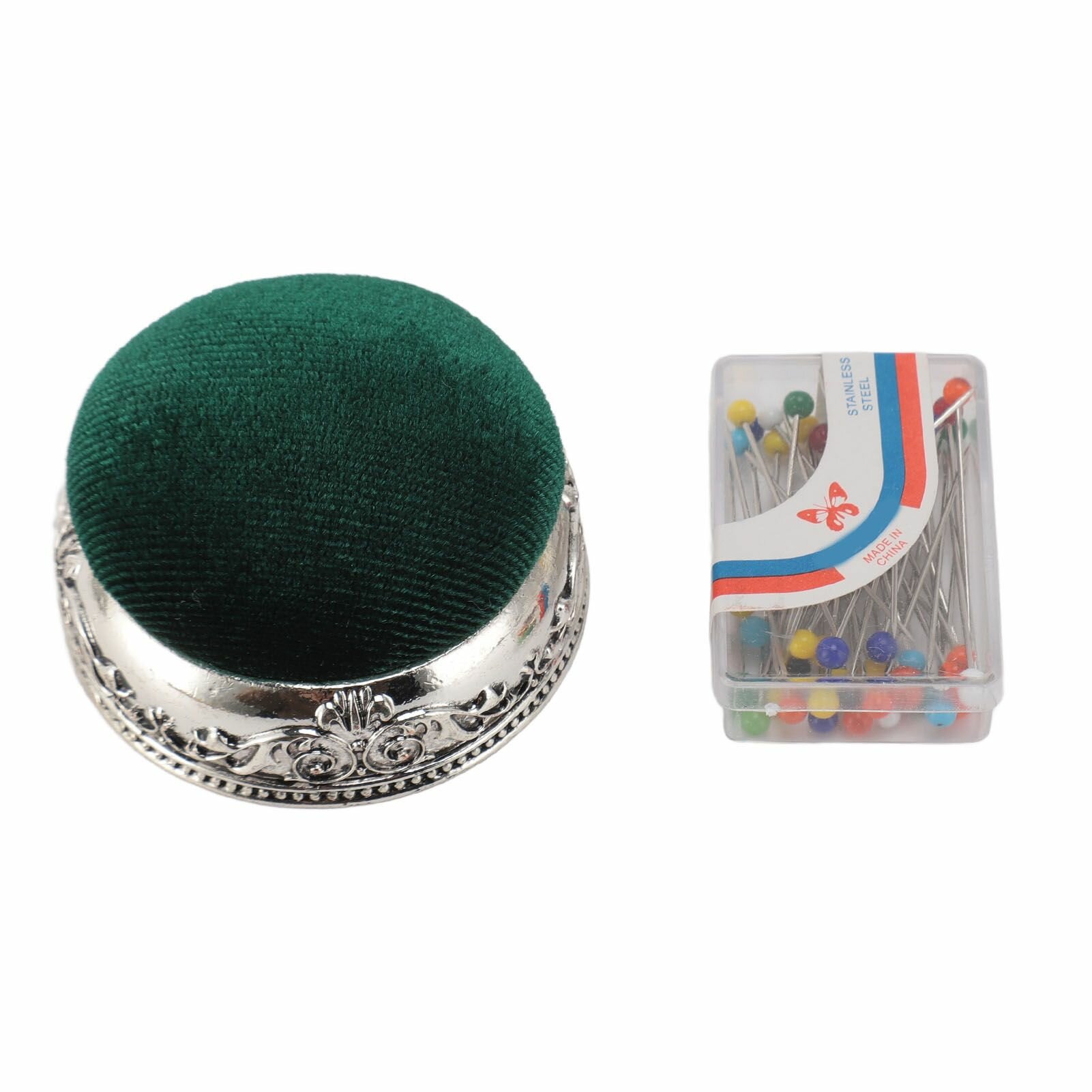 Винтажная полукруглая игольница с эластичным мягким верхом, ретро-металлическая основа для швейных и стеганых проектов, серебристая отделка