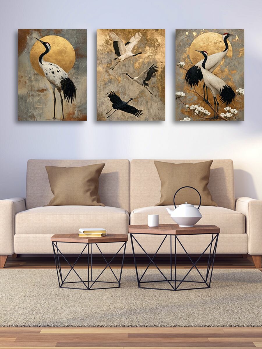 Комплект картин на холсте LOFTime 3 шт 30Х40 Журавли К-1727-3040