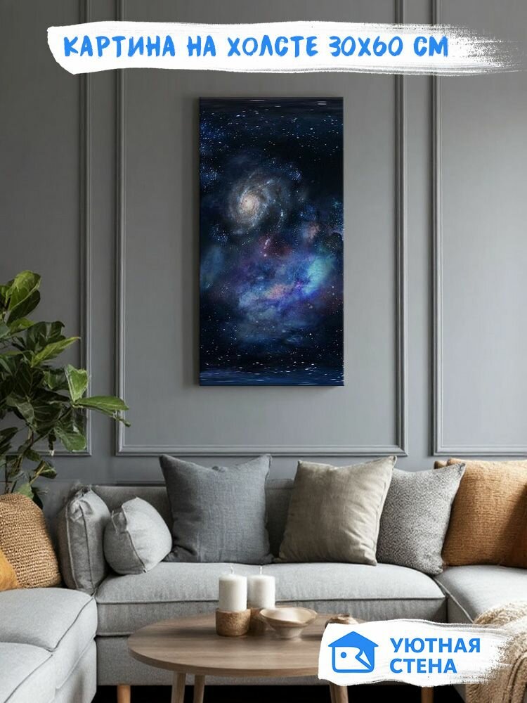 Картина на натуральном холсте Уютная стена "Космические дали" 30х60 см