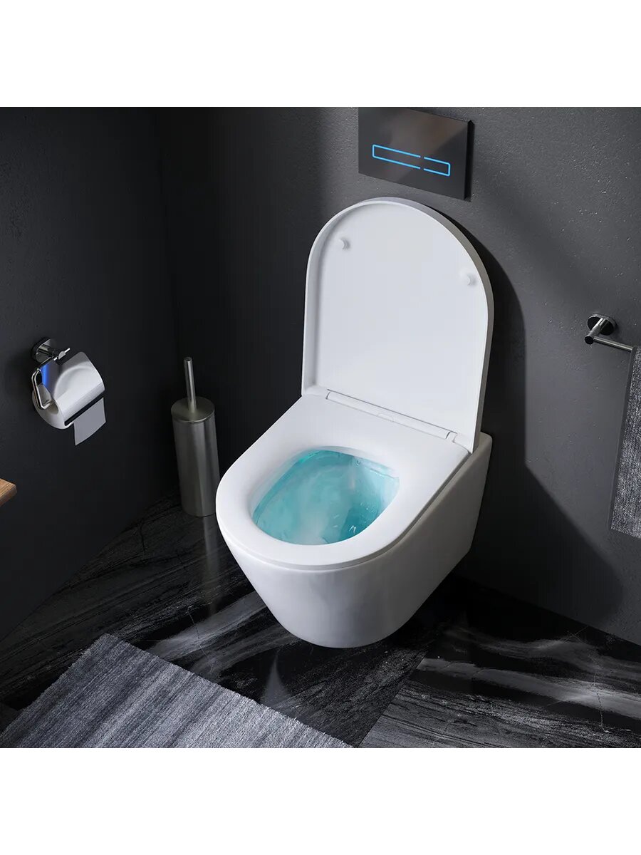 Унитаз подвесной безободковый AM.PM Ray, цвет белый, антивсплеск