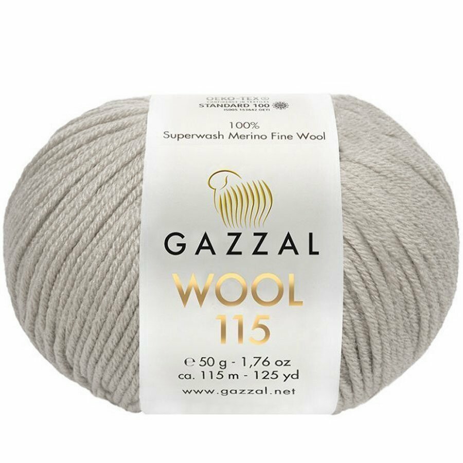 Пряжа Gazzal WOOL 115 3304 св. серый (5 мотков)