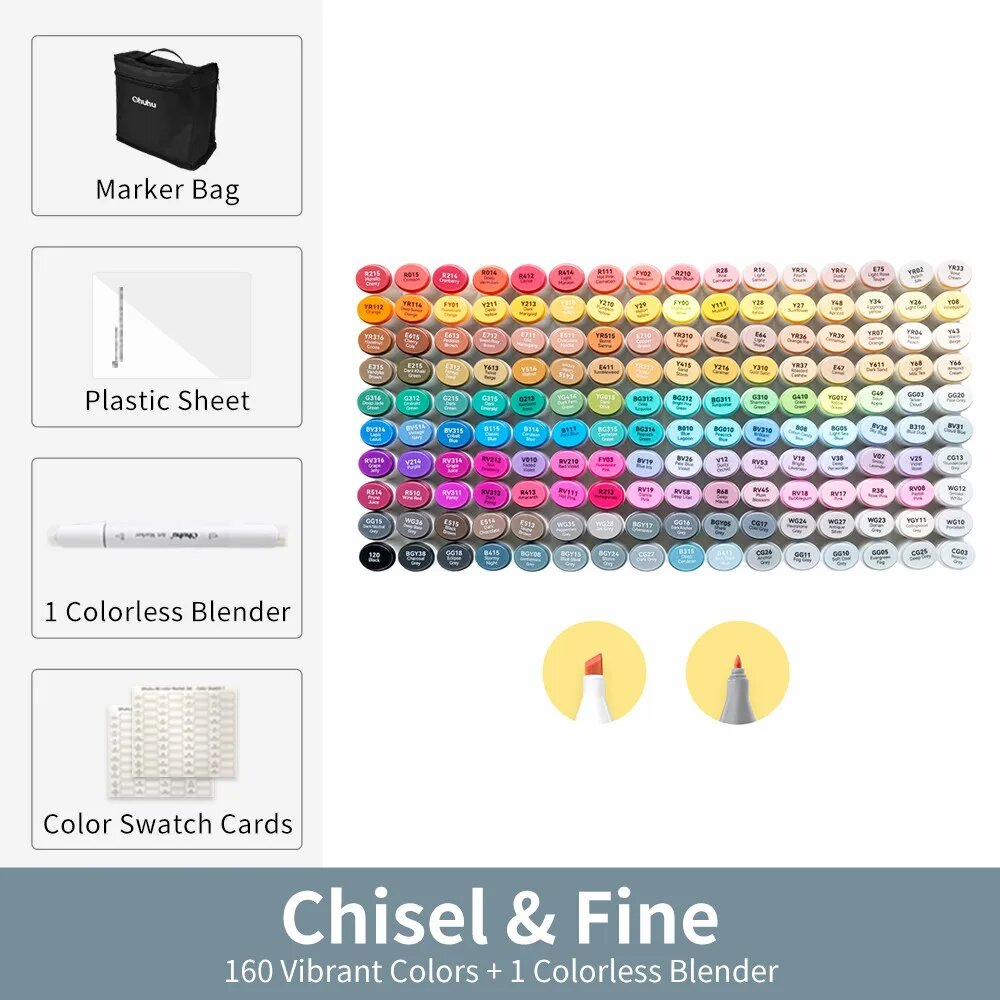 Маркеры Ohuhu Oahu 160 цветов