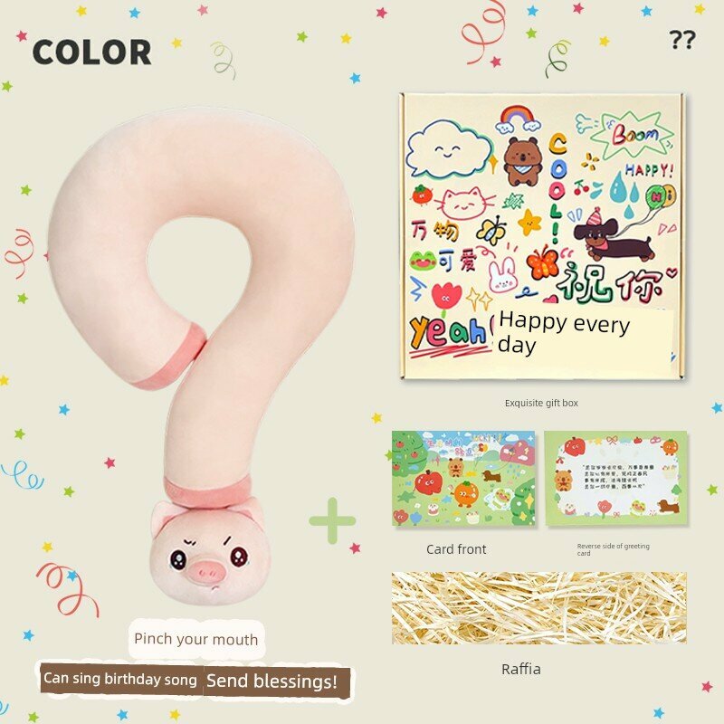 Милая подушка для таксы, U-образная подушка, подушка для шеи с вопросительным знаком, мягкая игрушка, забавная кукла,