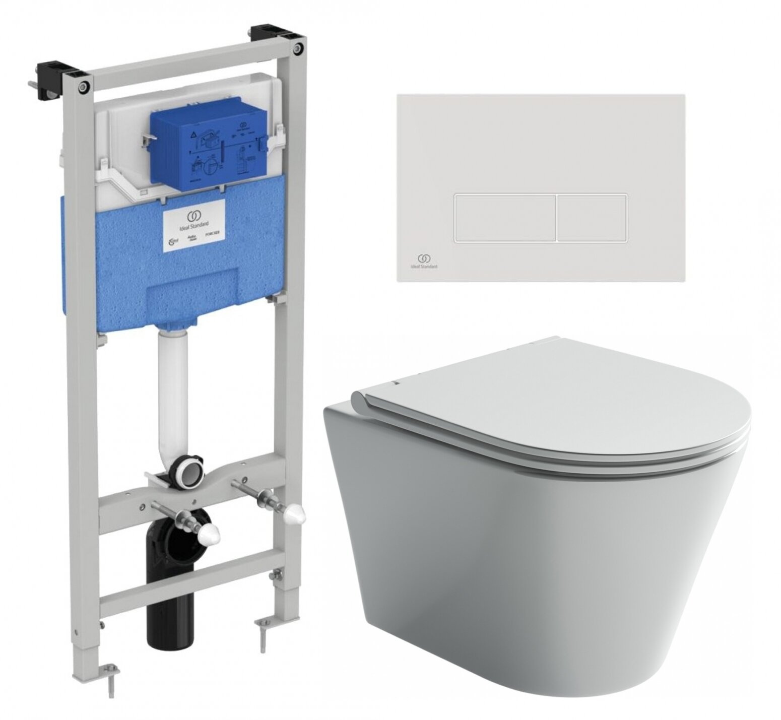 Комплект 3 в 1 инсталляция Ideal Standard + Унитаз подвесной Ceramica Nova Forma CN3011 + кнопка белая