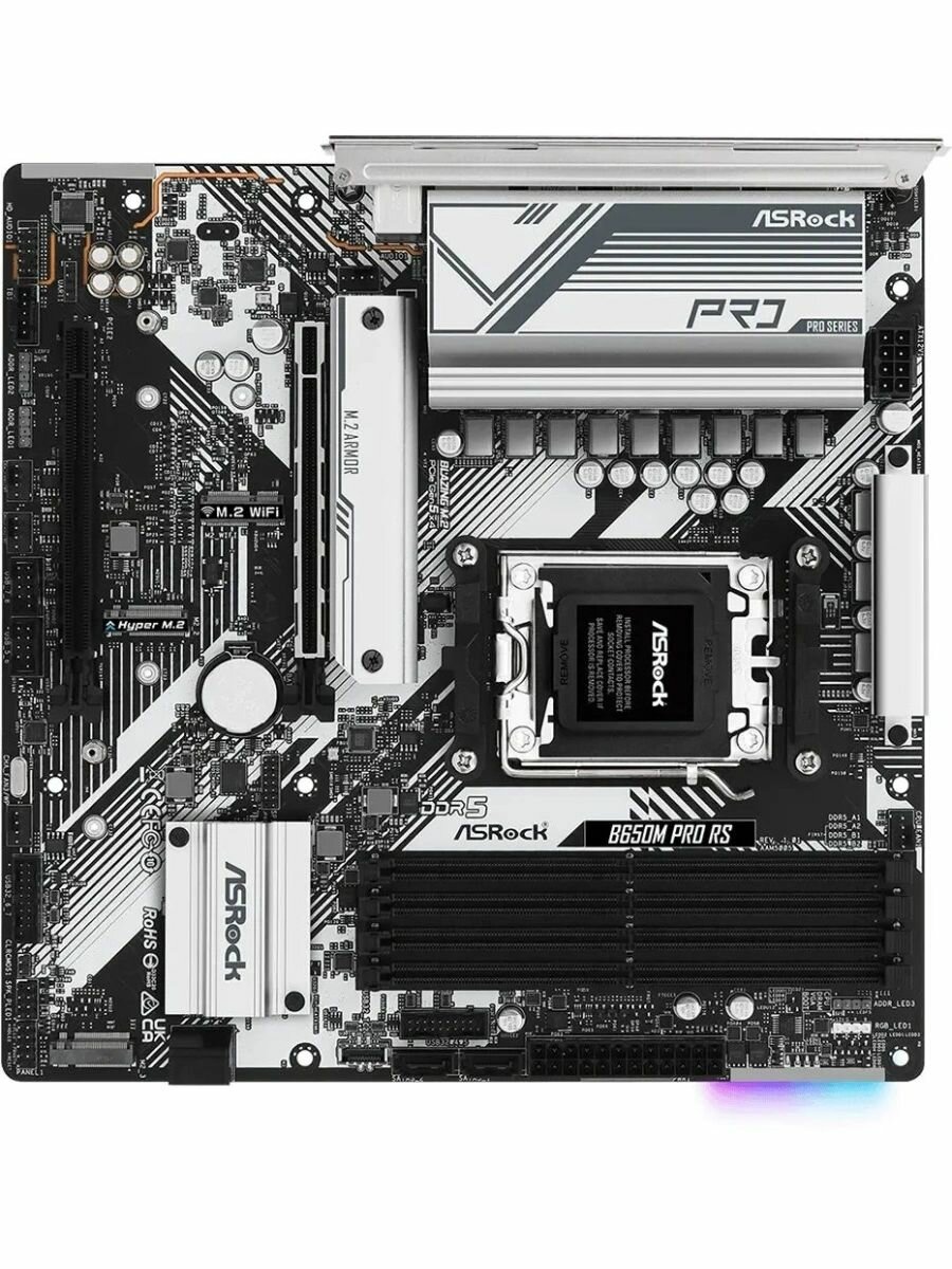Материнская плата Asrock B650M PRO RS Socket AM5 AMD B650 4xDDR5 mATX AC 97 8ch(7.1) 2.5Gg RAID+HDMI+DP