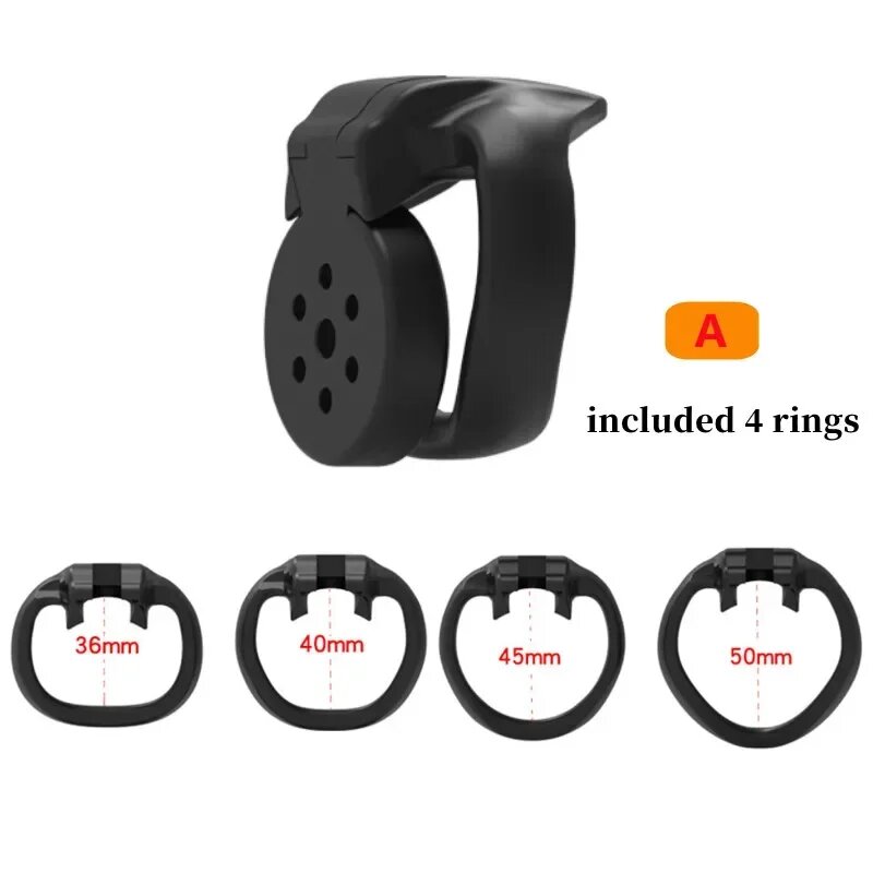 Плоский Мужской пенис замок Пояс верности с 4 кольцами на член дышащий рукав на пенис A Black