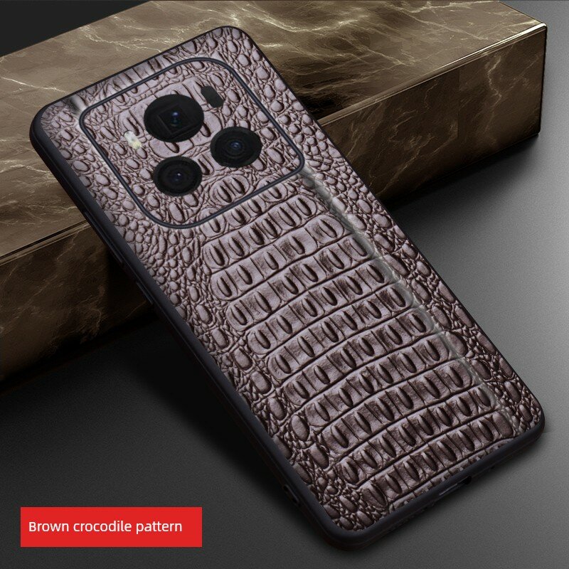 Вобиро роскошный чехол для Honor Magic6 Ultimate Edition с коричневым крупным крокодиловым узором, унисекс