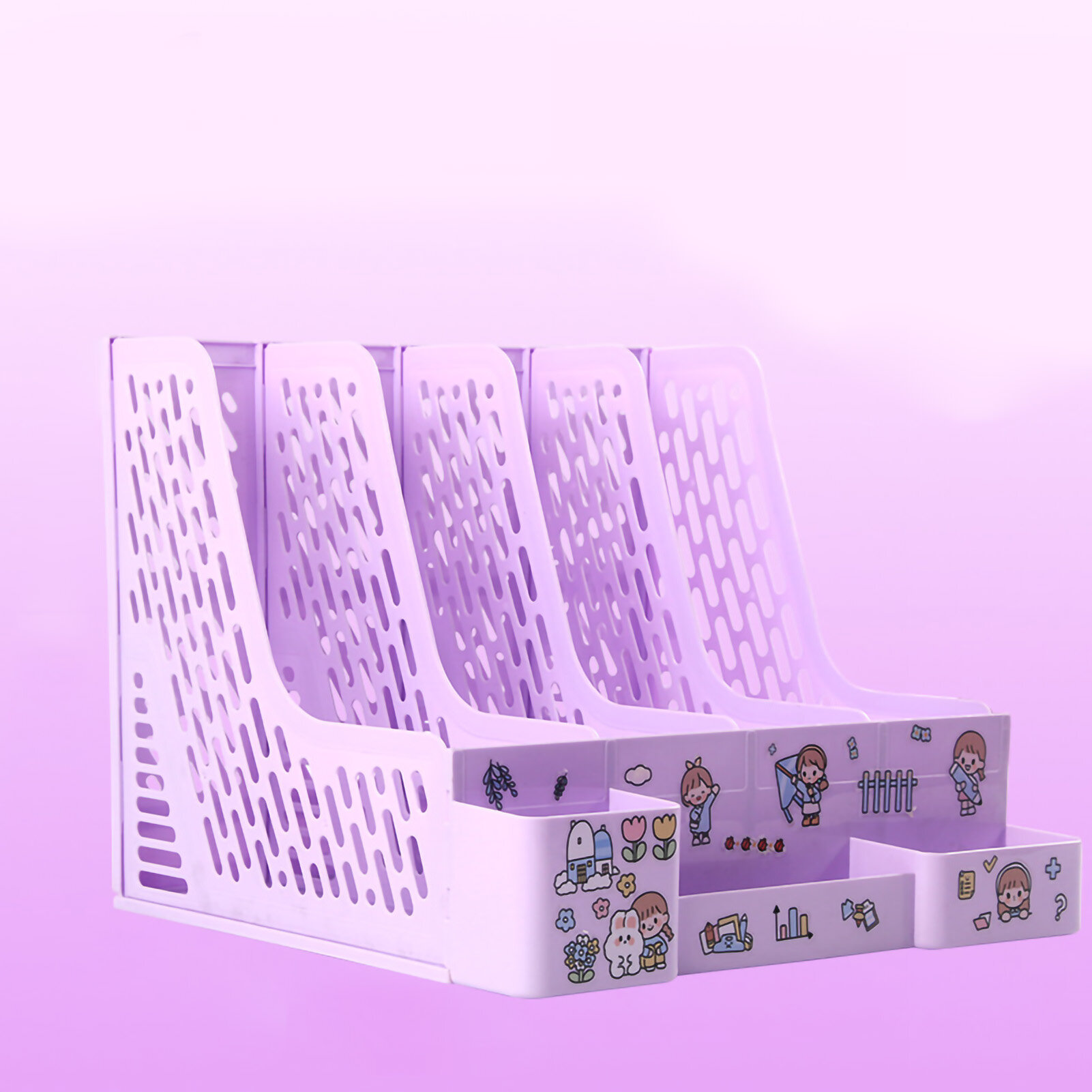 Организатор файлов на стойке 4 COARTMENTS цветный действительный для хранации файла стара студента студента книга вертика