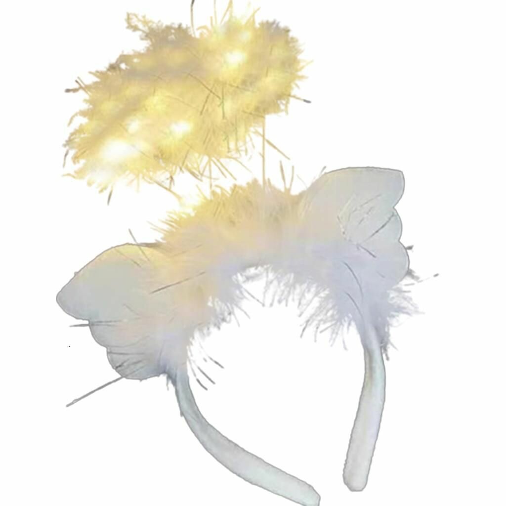Светящаяся ангельская повязка на голову из сказочных перьев-Ангельская повязка на голову Белого Теплого Белого света