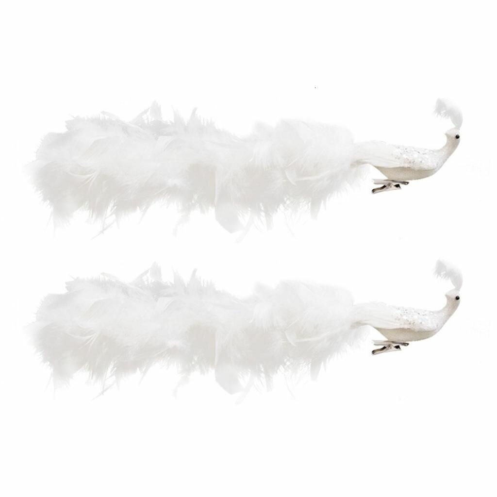 Рождественский кулон с имитацией Белого павлина-упаковка из 2 штук