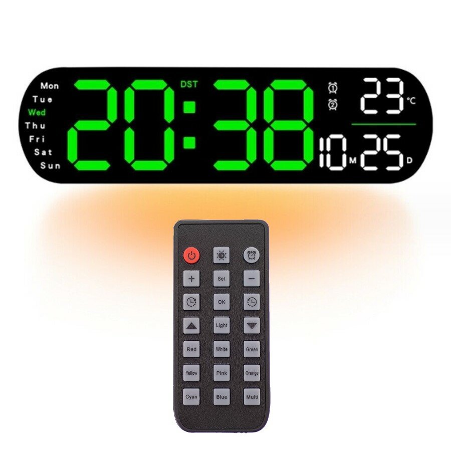 Часы сетевые Орбита OT-CLW16 настенные (дата, температура, будильн, пульт ДУ, 350*100 мм), Орбита