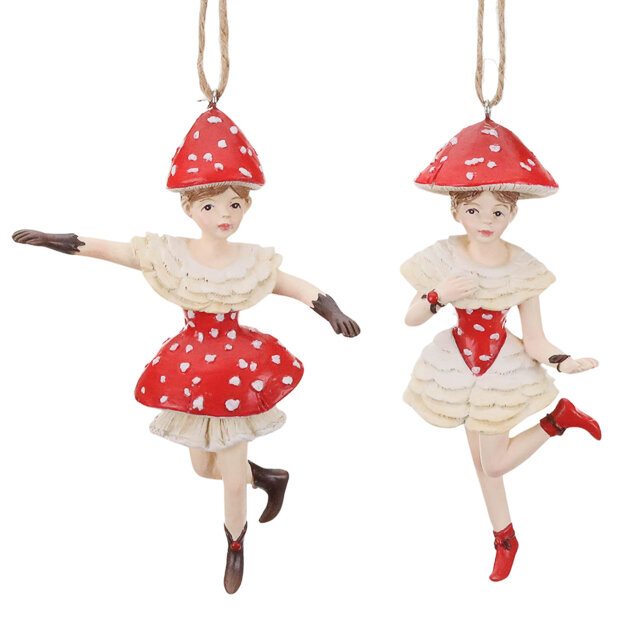 Набор елочных игрушек Лесные Танцовщицы - Грибной Маскарад 13 см, 2 шт, Goodwill, D42005-набор