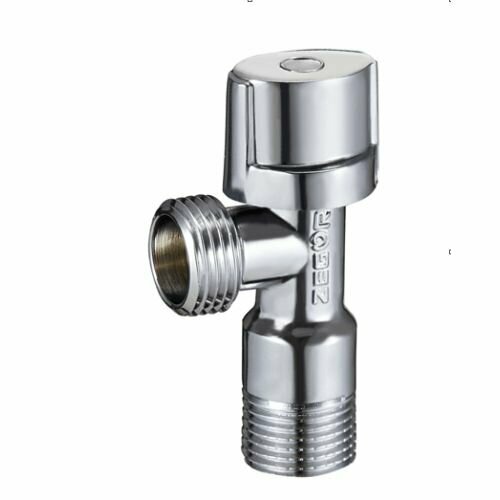 Кран шаровой 1/2" х 3/4" для подключения санитарных приборов угловой, хром ZEGOR