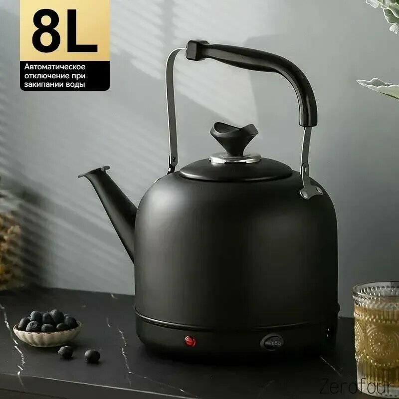 Электрический чайник SKU000‑13 с управлением со смартфона, подсветкой и стильным черно‑серым дизайном для кухни