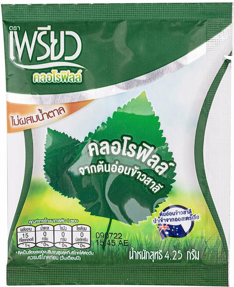 Preaw Brand Тайский хлорофилл порошковый без добавок и примесей, 10 шт.