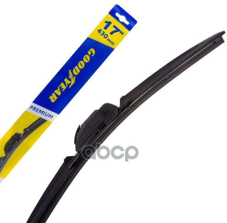 Щетка стеклоочистителя GOODYEAR бескаркасная Premium 17 (430мм) всесезонная 8 адаптеров GOODYEAR арт. GY000437 - высокое