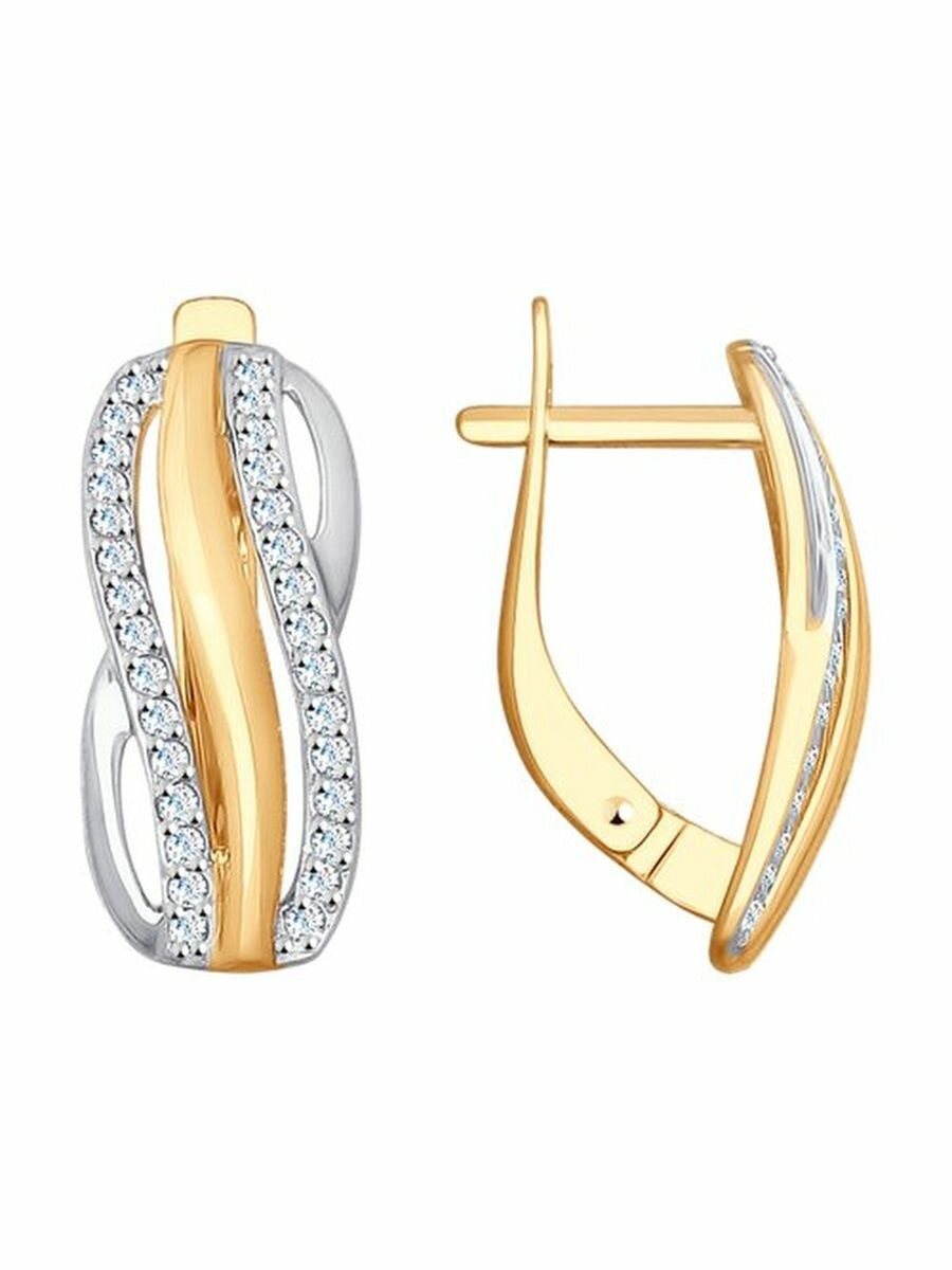 Серьги, красное золото, 375 проба, фианит
