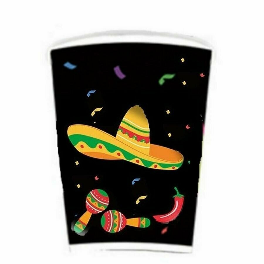 Стаканы МаскаПати Фиеста, для мексиканского праздника, 230мл, 6 штук