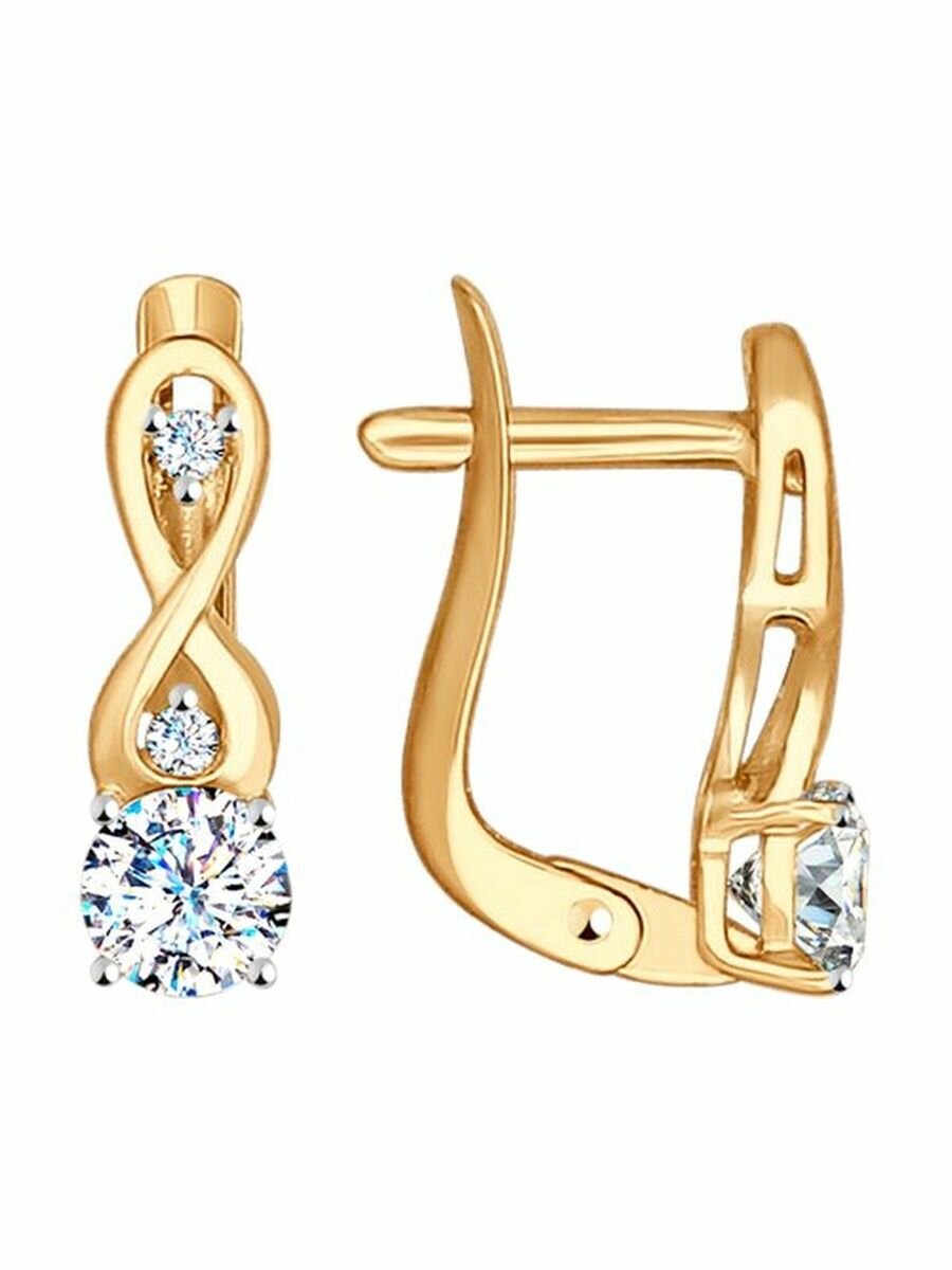 Серьги, красное золото, 375 проба, фианит