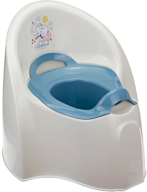 Горшок детский Idea / Идея большой с высокой спинкой, полипропилен белый с рисунком 33.8×36×30.5см / товары для малышей