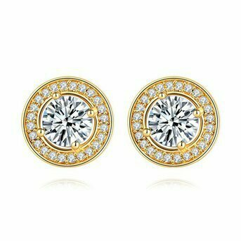 Серьги пусеты, фианит