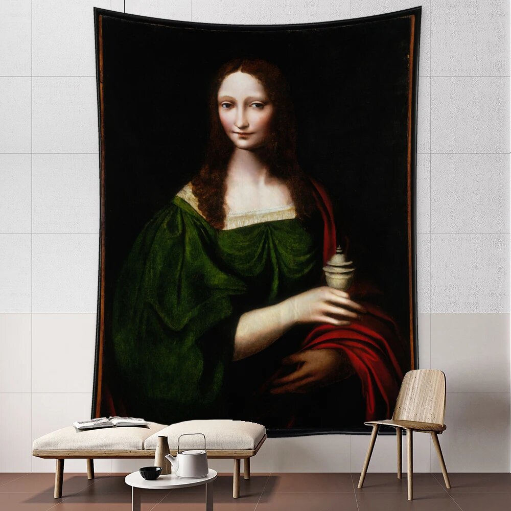 Гобелен с граффити Мона Лизы, настенный гобелен в стиле бохо, Белый, 200x150cm, gt1114-3