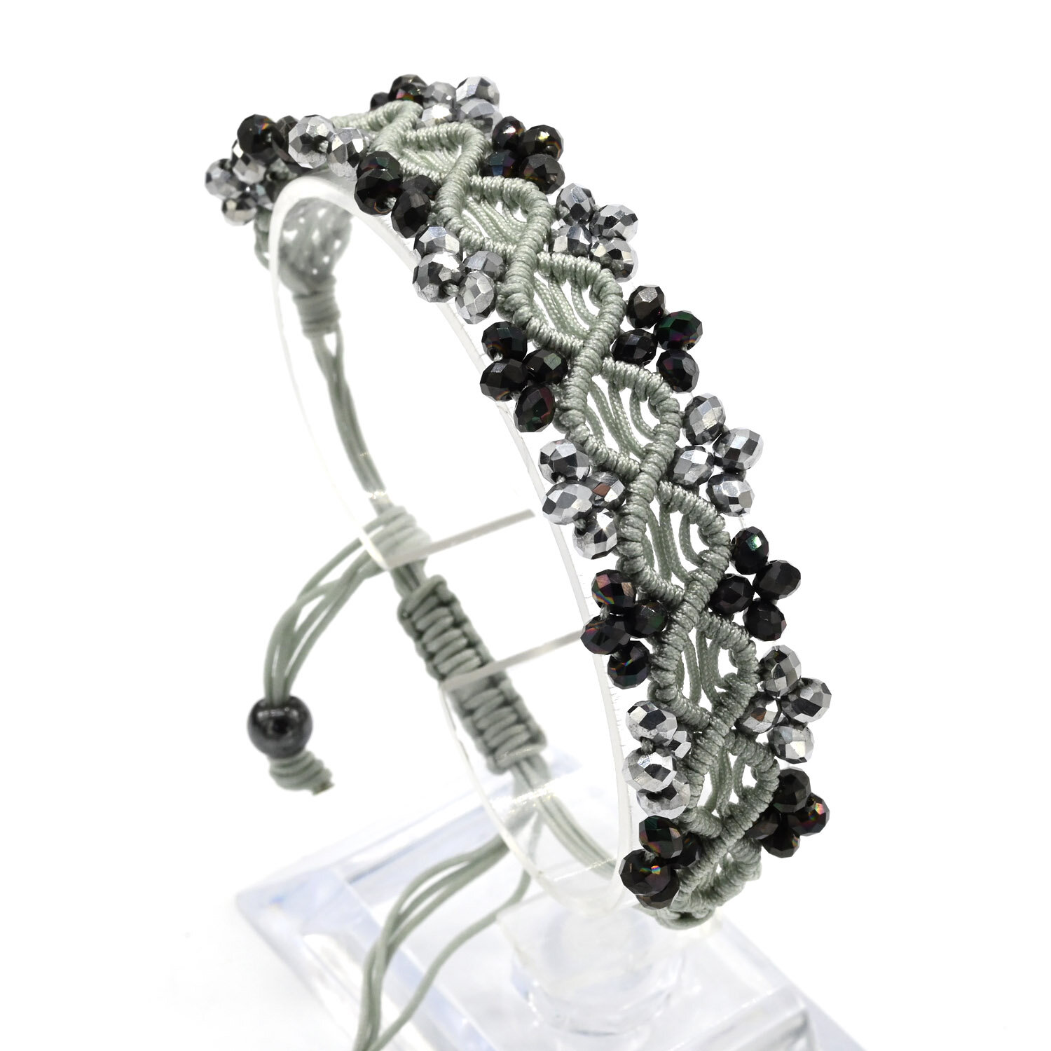 Плетеный браслет, циркон