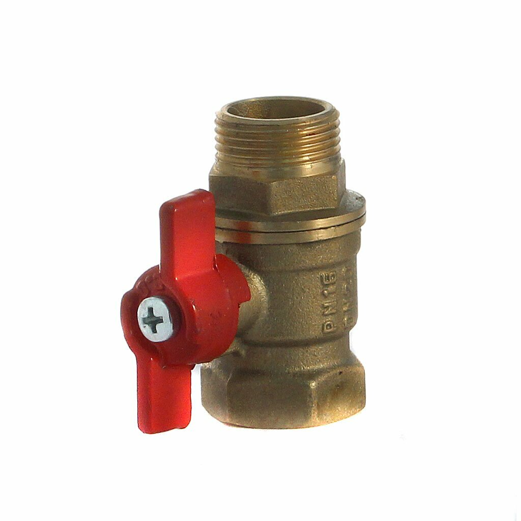 Кран для воды БАЗ 3/4 дюйма, гайка-штуцер, ручка-бабочка, Россия