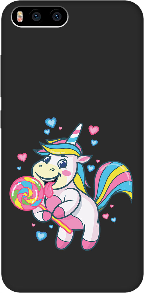 Матовый чехол Unicorn and candy для Xiaomi Mi 6 / Сяоми Ми 6 с 3D эффектом черный