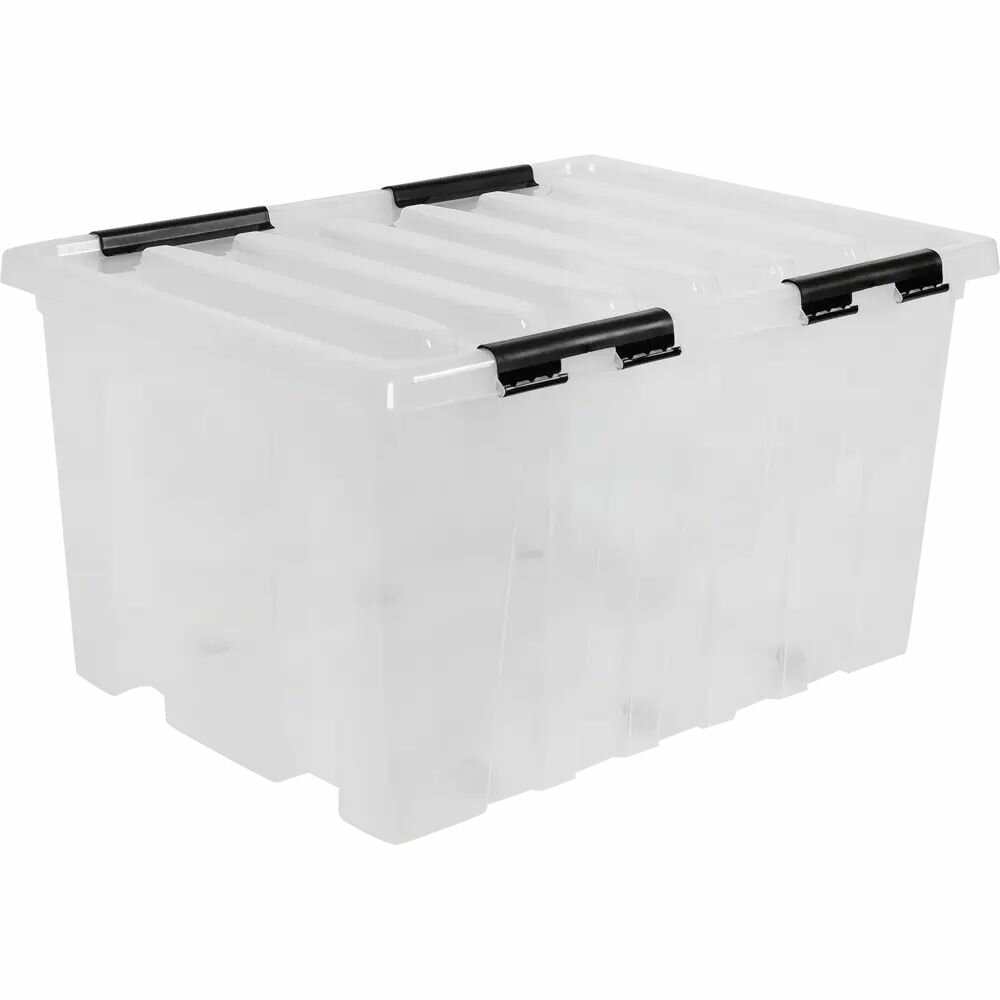 Контейнер Ro 74x57x41 см 120 л полипропилен с крышкой и роликами цвет прозрачный