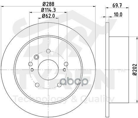 Диск тормозной Toyota Highlander I 01>, Lexus RX (XU30) 03> TYREN арт. TYR1022811