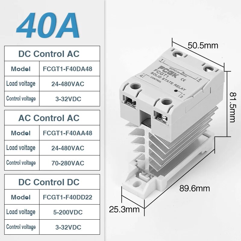 Однофазное твердотельное реле FCGT1-FXXDA48