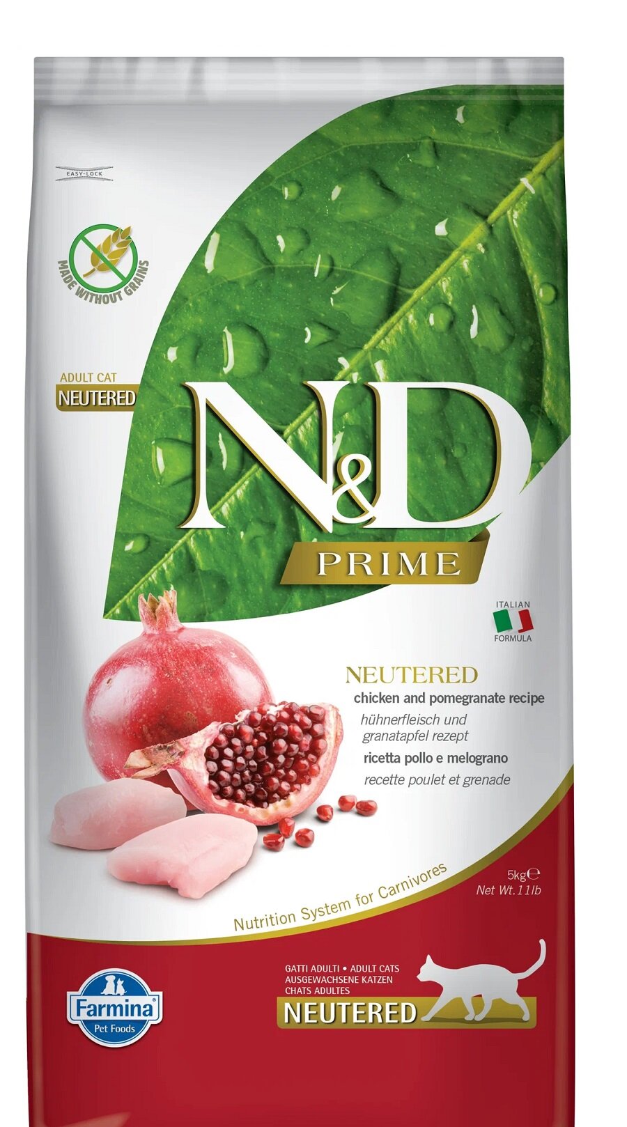Farmina Корм сухой N&D Prime Cat Chicken & Pomegranate Neutered курица с гранатом для взрослых кошек 5 кг