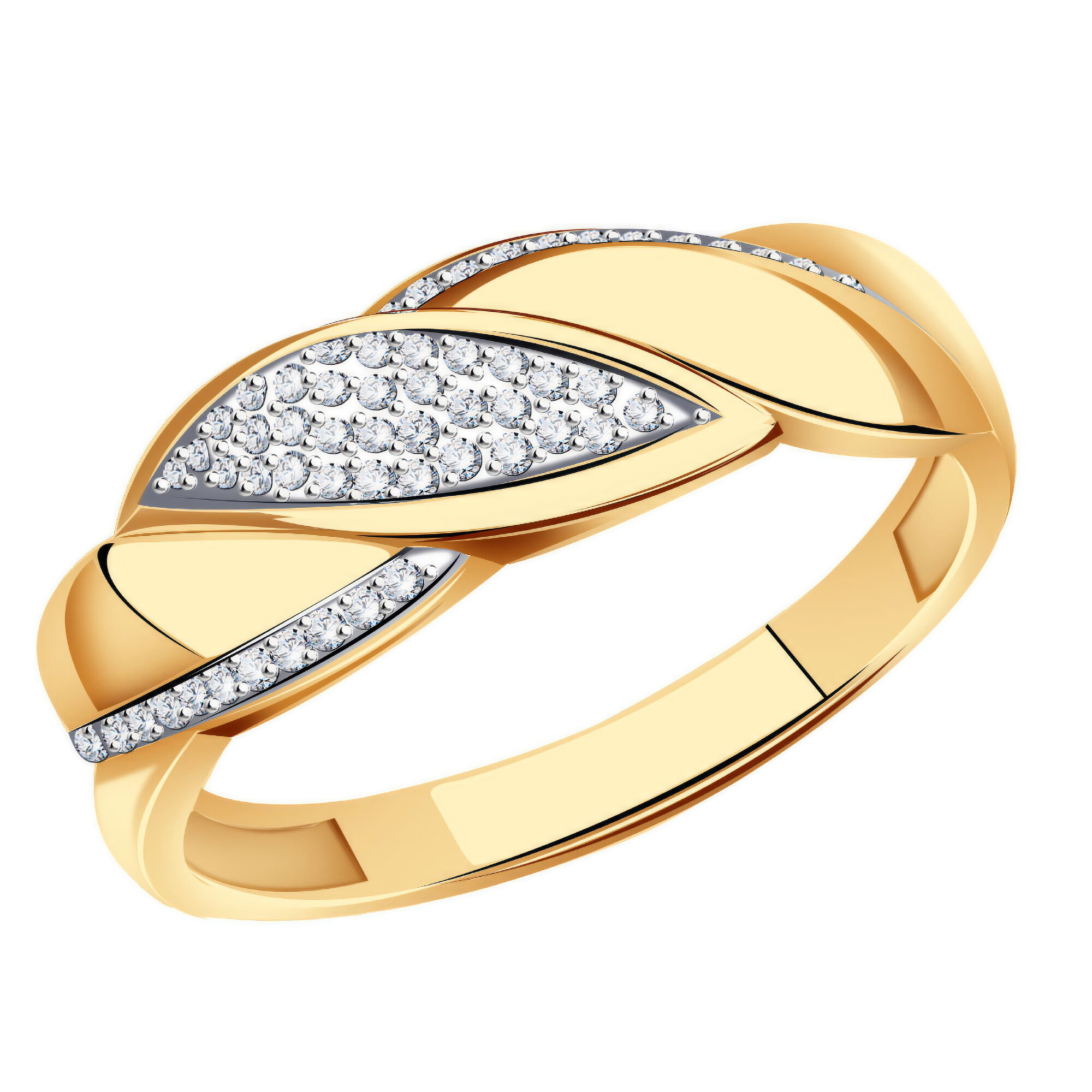 Кольцо дорожка, красное золото, 585 проба, фианит