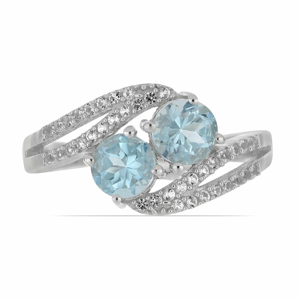 Кольцо, серебро, 925 проба, родирование, топаз