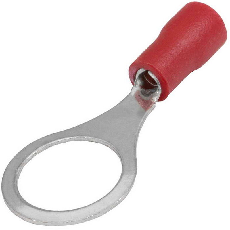 Наконечник кольцевой изолированный 1.25-10, 19 А, 22-16 AWG, красный, латунь луженая
