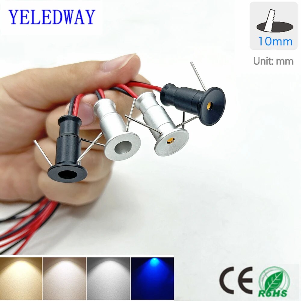 Мини-прожектор YELEDWAY 0,5 Вт DC12V Nature white 4000k, 120 Beam angle, 0.5W Black shell